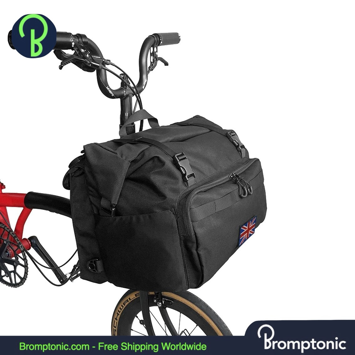 Brompton Roll-Top Front Bag 25L - Sac à dos avec housse de pluie